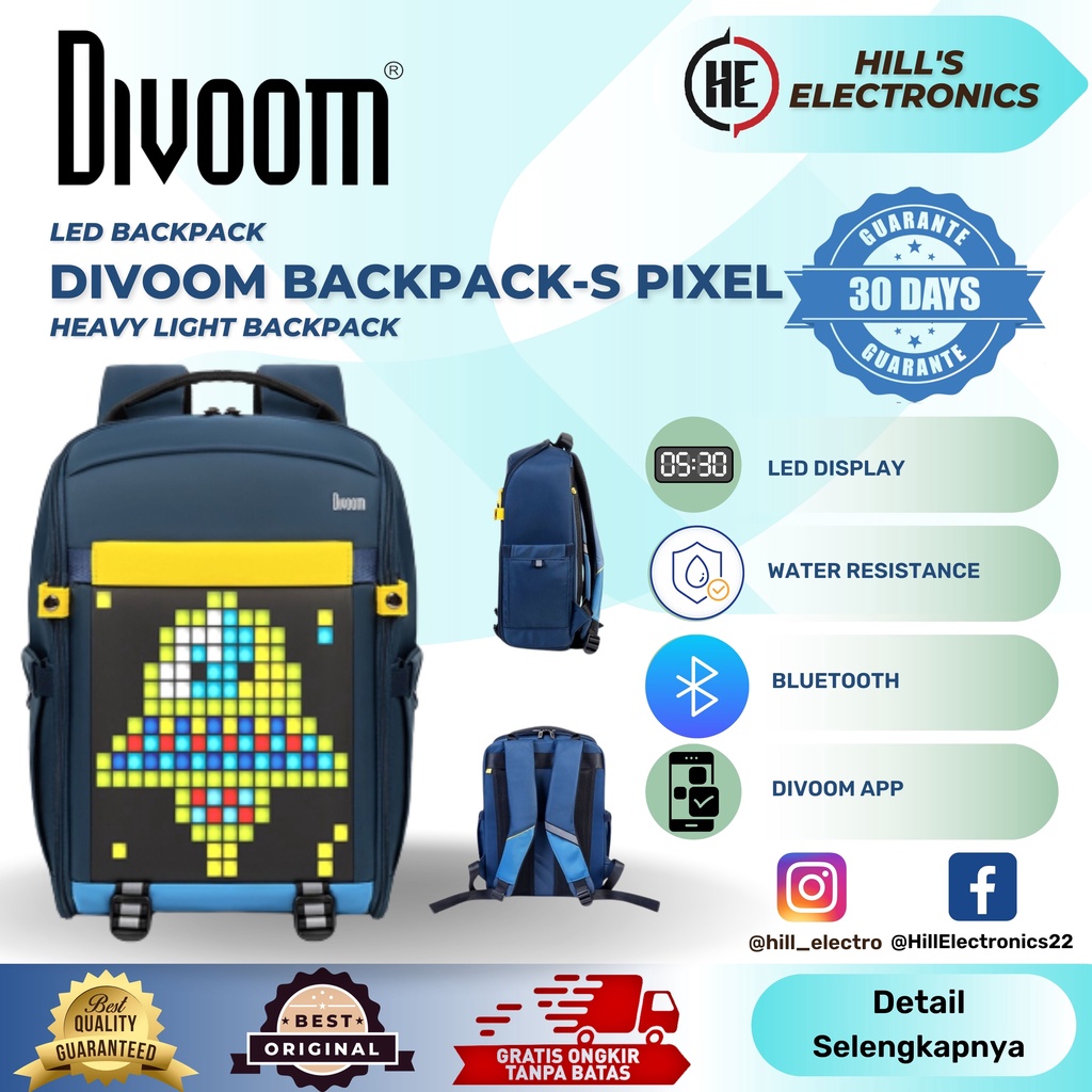 Jual Divoom Backpack S RGB Pixel Art DIY Tas LED Screen Display Smart ...