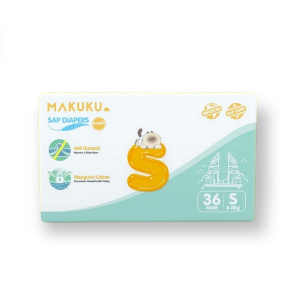 Jual MAKUKU SAP Diapers Comfort Tape S36 Popok Anti Gumpal Tipis Kering SAP | Shopee Indonesia