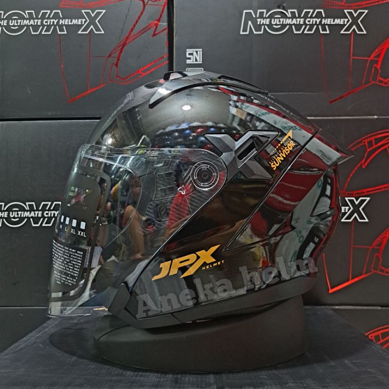 Jual helm jpx nova x solid black metalic | Shopee Indonesia