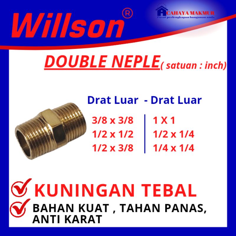 Jual DOUBLE NEPEL NAPLE NIPEL KUNINGAN SOK SOCK KNEE KENI ELBOW TEE TAP DRAT LUAR DALAM 1 2 ½ ¼ ...