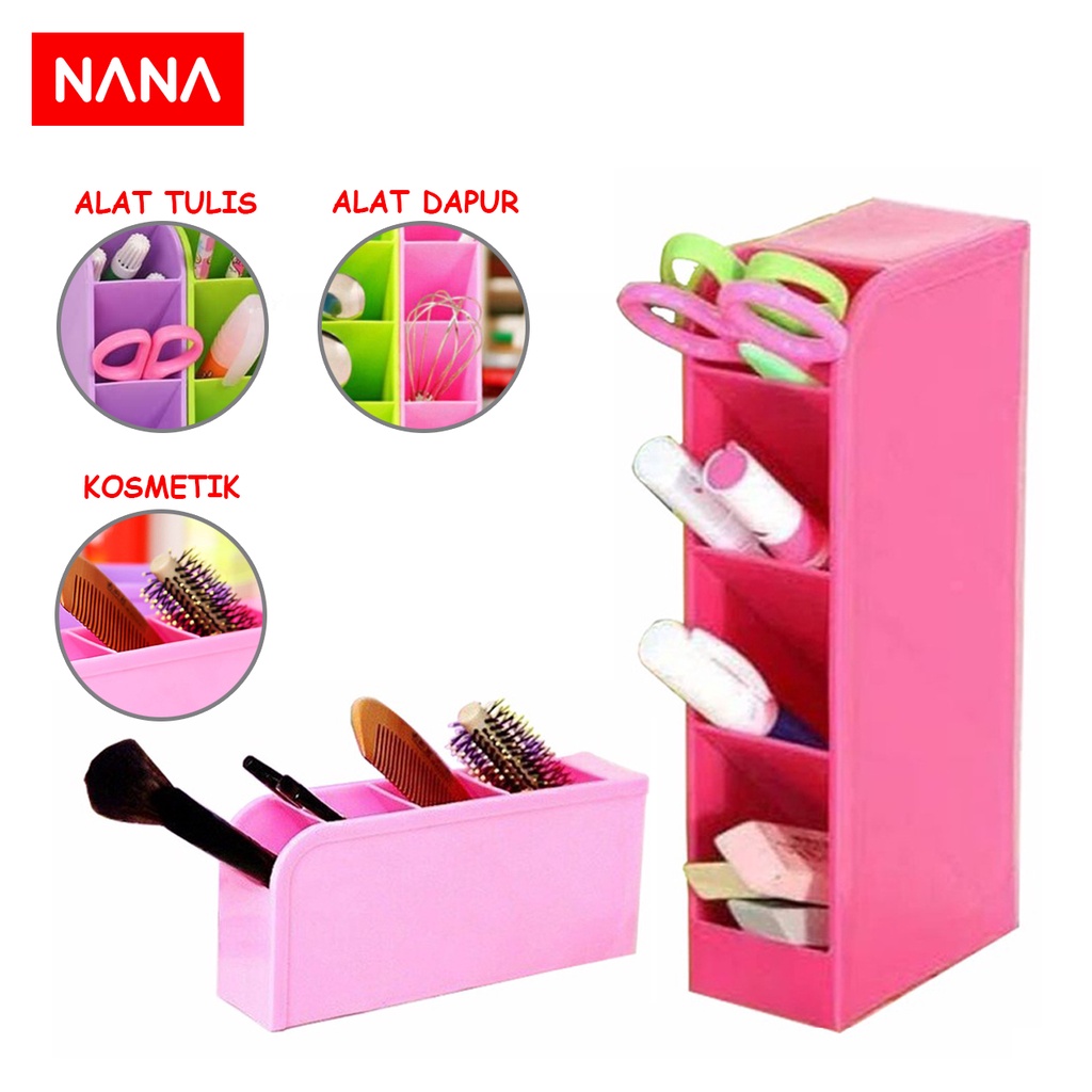 Jual NANA - Rak Mini 4 Sekat ATK Pulpen Spidol / Rak Kosmetik - Alat ...