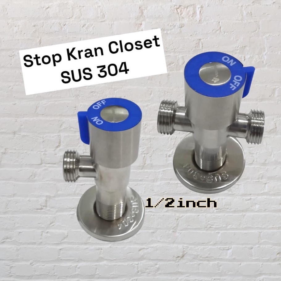 Jual Stop Kran Closet Single / Double Bahan Stainless 1/2 Inch | Shopee ...