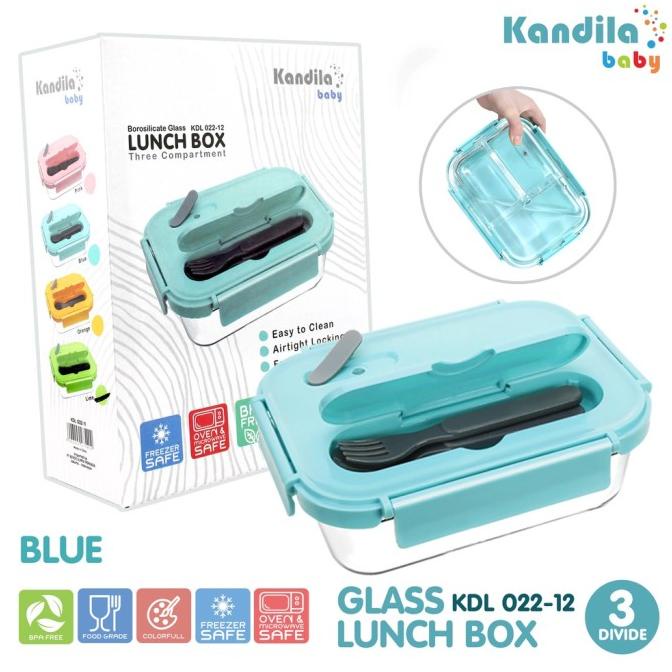 Jual KANDILA BABY GLASS LUNCH BOX 3 DIVIDE - BLUE 0211 | Shopee Indonesia