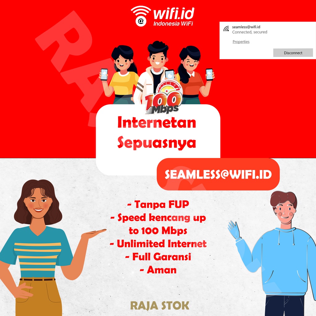 Jual VOUCHER SEAMLESS@WIFI.ID 1 BULAN UP TO 100 Mbps | Shopee Indonesia