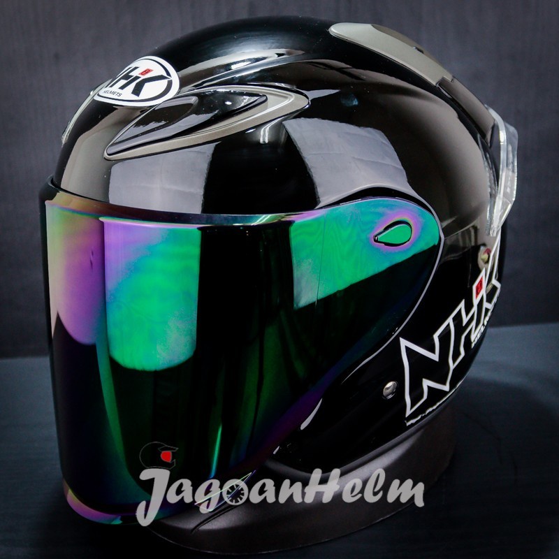 Jual HELM NHK R6 SOLID Black Metalic PAKET GANTENG / / HELM NHK ...