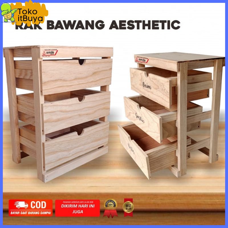Jual Rak Tempat Bawang 3 Susun Minimalis / Rak Tempat Bumbu bawang kayu ...