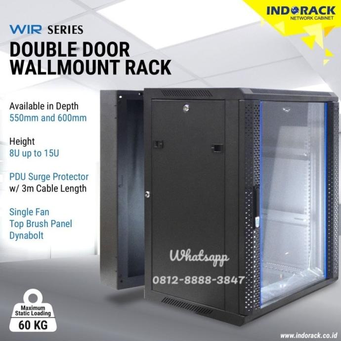 Jual Wallmount 8U Indorack Double Door 600Mm Wir6008D Rack Server ...