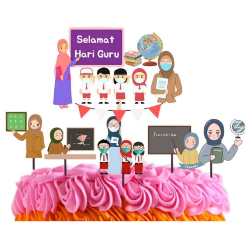 Jual topper cake hari guru / hiasan kue happy birthday | Shopee Indonesia