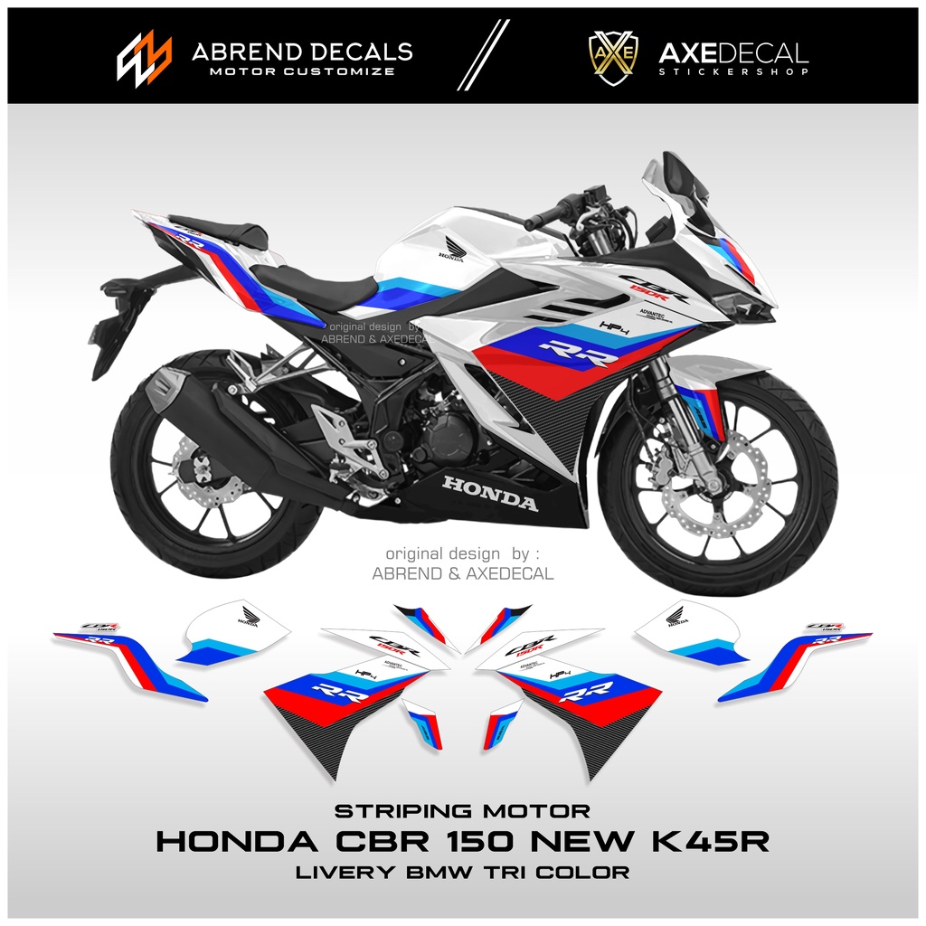 Jual Striping CBR 150 New 2021 K45R BMW Tri Color Racing / Stiker Motor Honda CBR 150R Baru ...