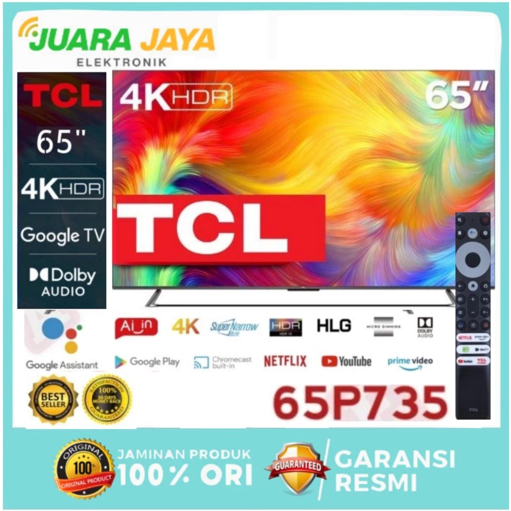 Jual TCL UHD 4K 65P735 65 P735 TV EDGELESS FRAME DESIGN | Shopee Indonesia