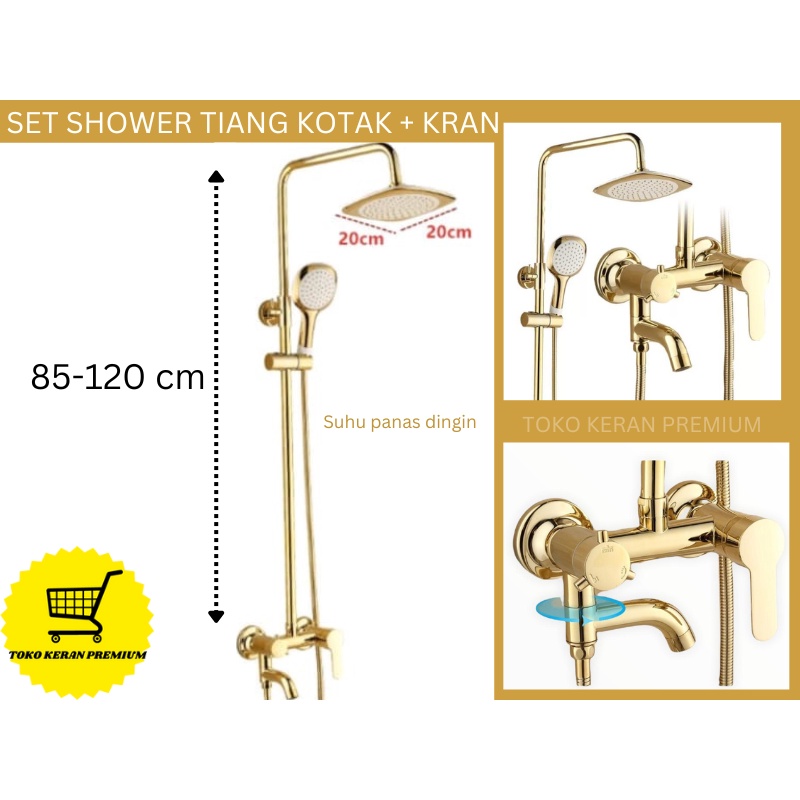 Jual Shower tiang set coulomn stainless kotak kran Panas Dingin Stainless setengah Inch kran ...