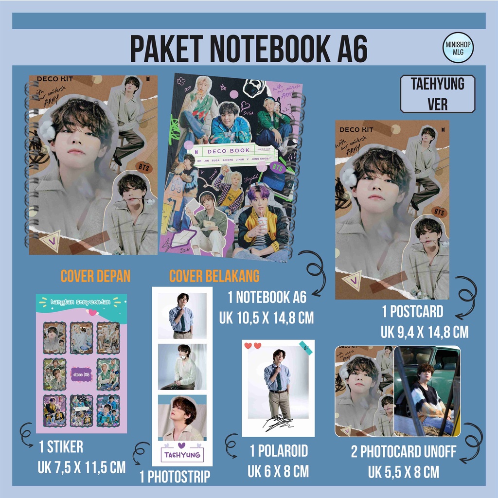 Jual PAKET HEMAT NOTEBOOK BTS DECO KIT 2022 UNOFFICIAL - NOTEBOOK A6 ...