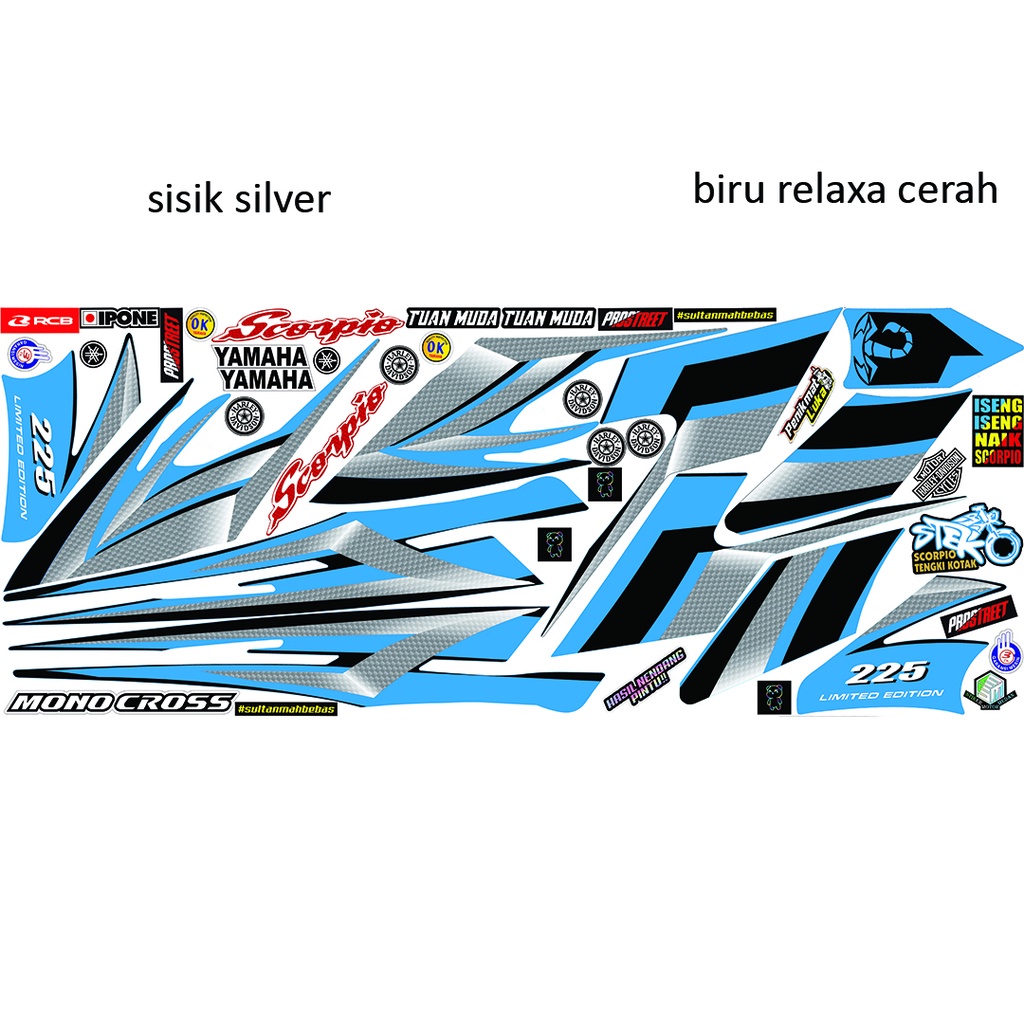 Jual stiker scorpio steko sisik silver warna biru relaxa cerah | Shopee ...