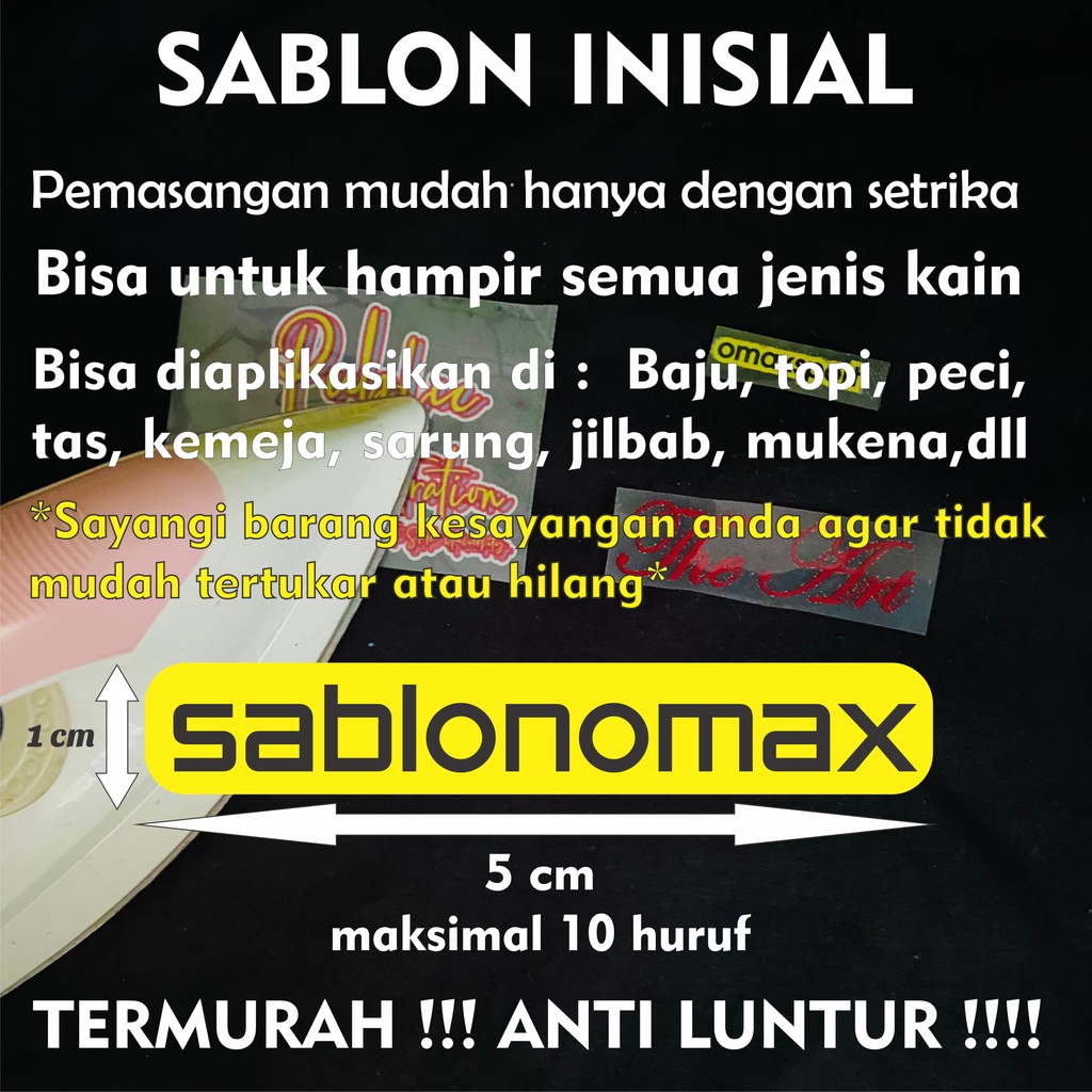 Jual SABLON INISIAL STIKER NAMA SABLON PRINTING SABLON SETRIKA UNTUK ...