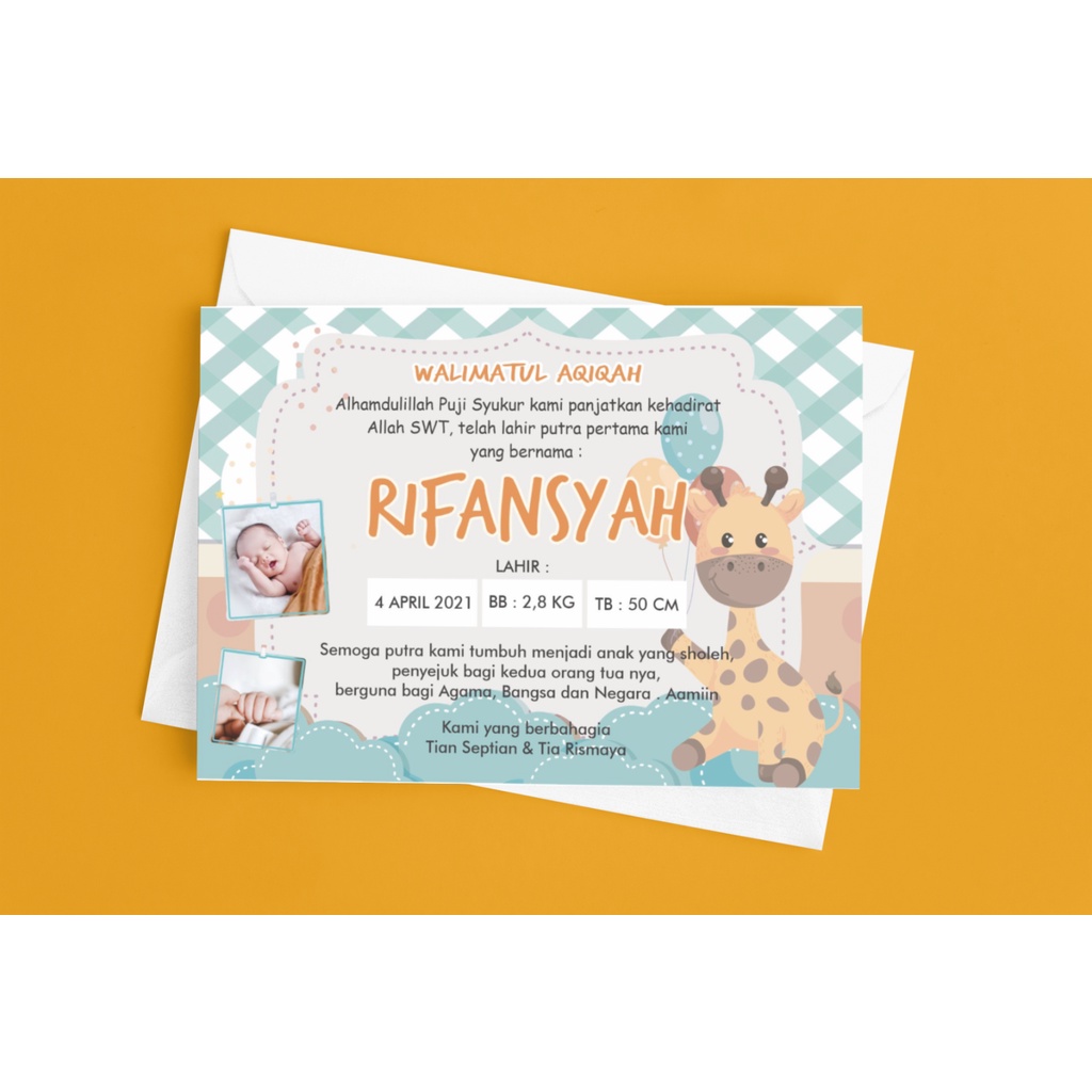 Jual Kartu Undangan Aqiqah Bayi/Tedak Siten/Undangan Aqiqah Bayi/Kartu ...