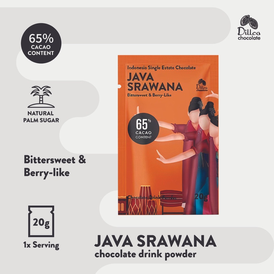 Jual DILLCO CHOCOLATE - Single Estate Chocolate Java Srawana Classic Series Sachet. Bubuk ...