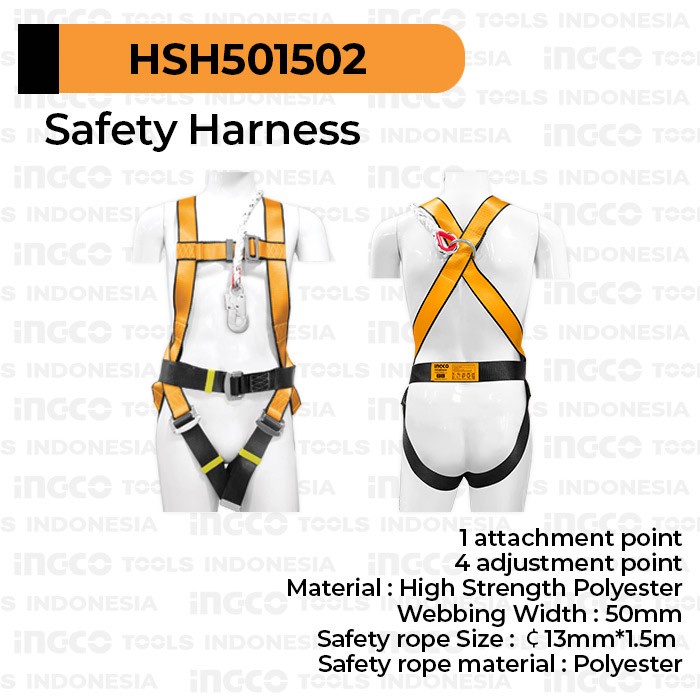 Jual Full Body Harness INGCO HSH501502 Safety Harnes Single Big Hook ...