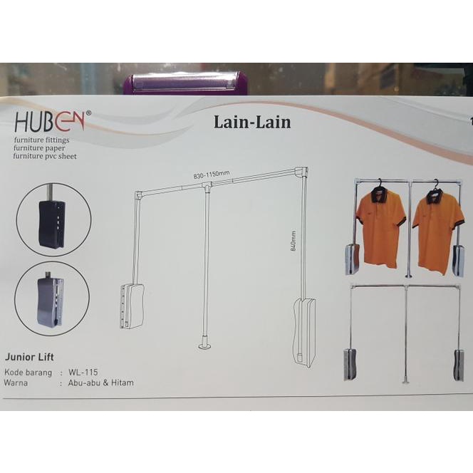Jual Ambos Lift / Wardrobe Lifter / 15 Kg Huben Gantungan Baju Tarik ...