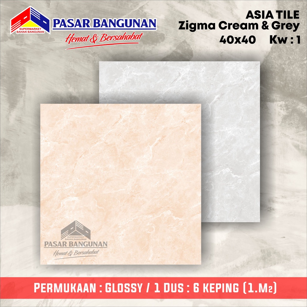 Jual Keramik Asia Zigma Cream / Grey 40x40 KW A | Shopee Indonesia