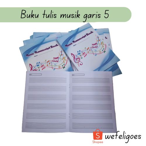 Jual Buku tulis musik garis lima (20 halaman) / buku garis paranada ...
