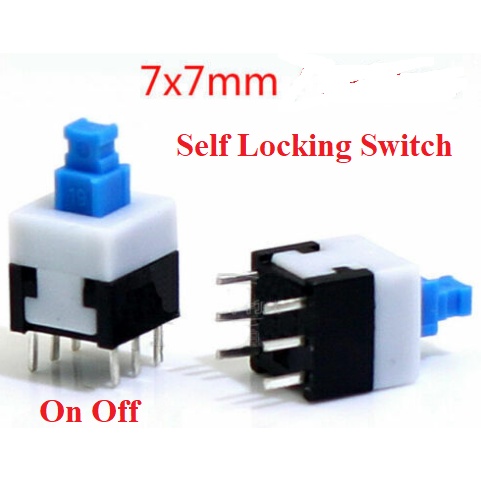 Jual tombol Switch Push Button On Off 6 Pin Kaki 7 x 7 Mm Self Lock ...