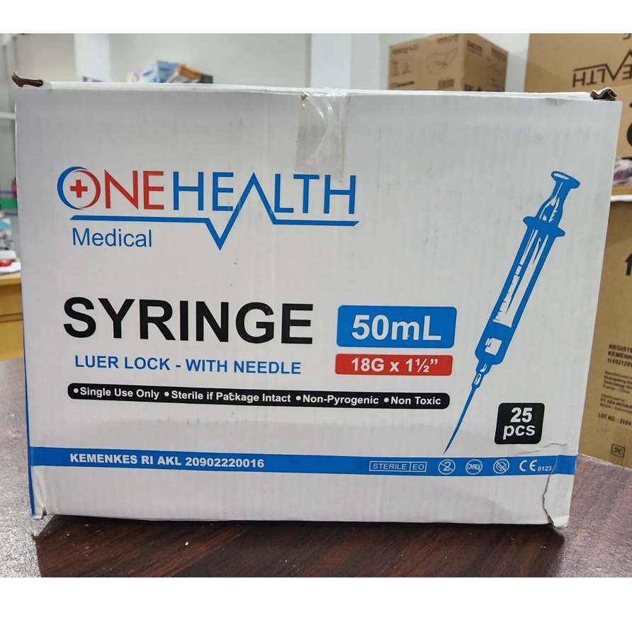 Jual ONEHEALTH SYRINGE 50 CC - LUER LOCK WITH NEEDLE | Shopee Indonesia
