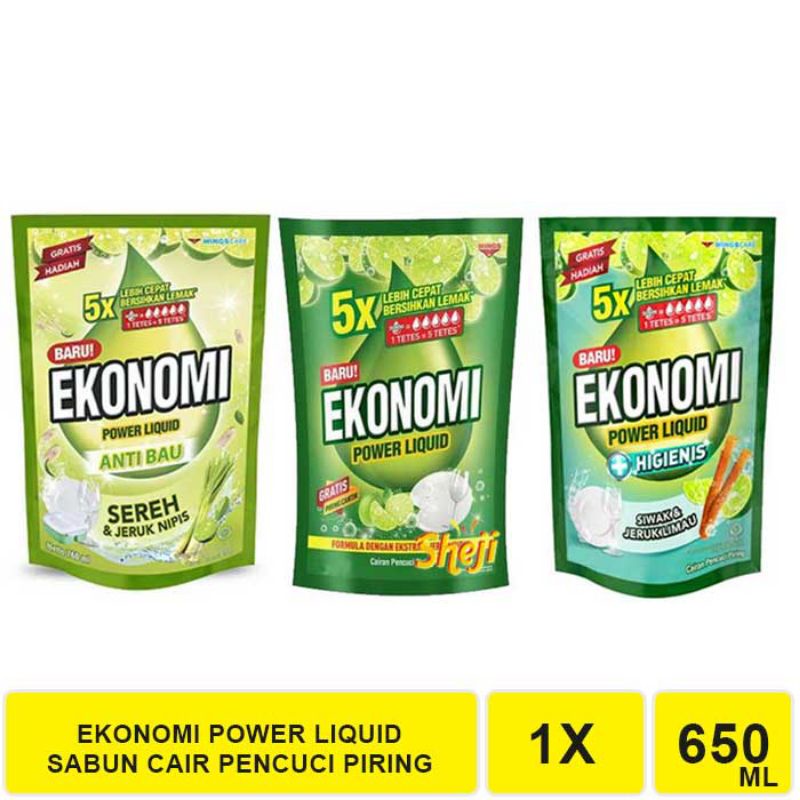 Jual SALE !! EKONOMI POWER LIQUID SABUN CUCI PIRING 650ML | Shopee ...