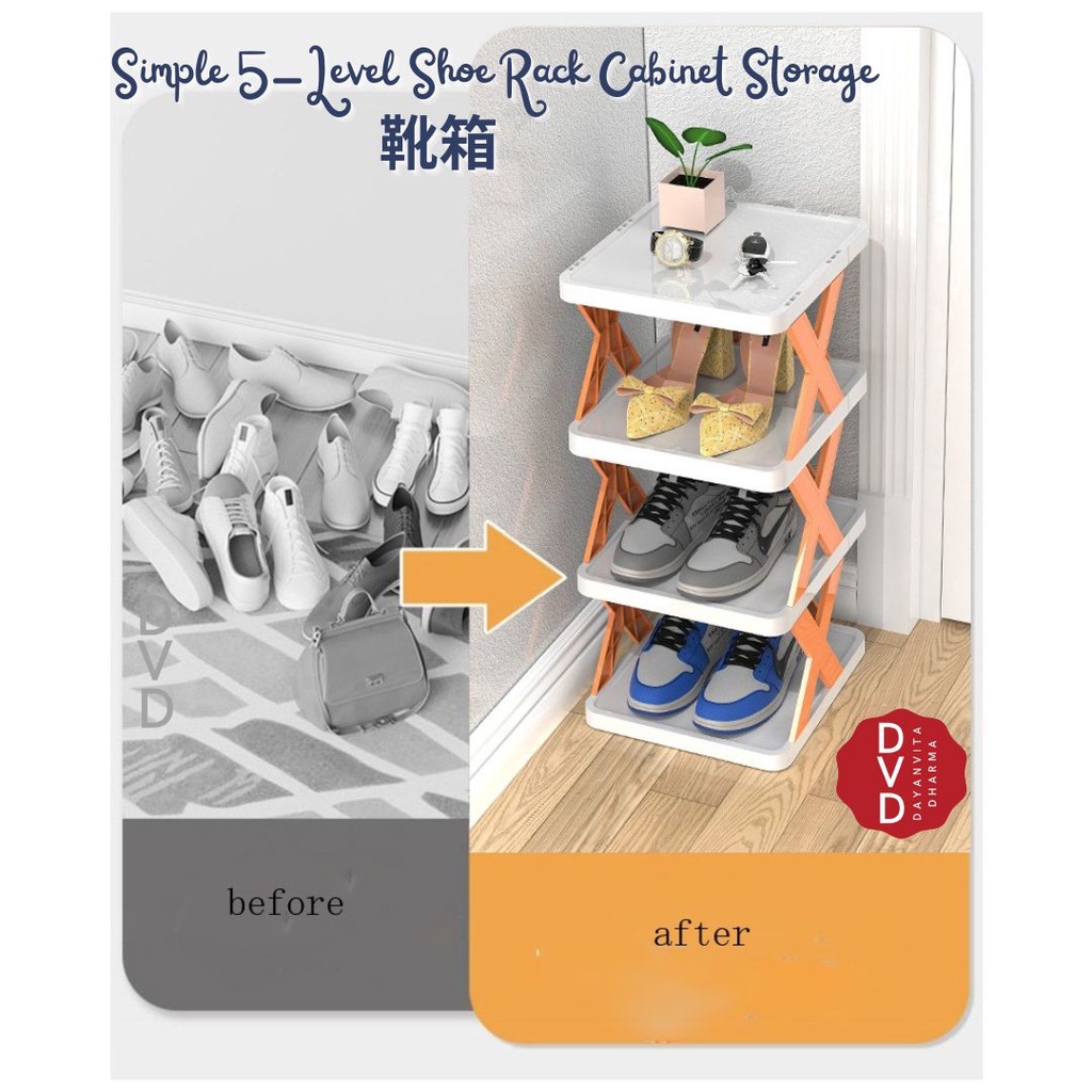 Jual Simple 5-Level Shoe Rack Cabinet Storage - Rak Sepatu 5 Tingkat ...
