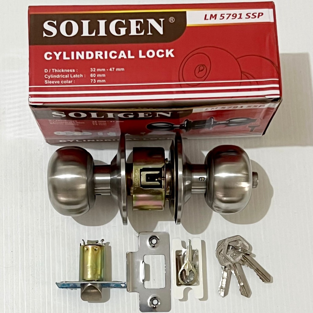 Jual Handle Gagang Pintu Kunci Bulat Stainless Set SOLIGEN LM-5791 ...