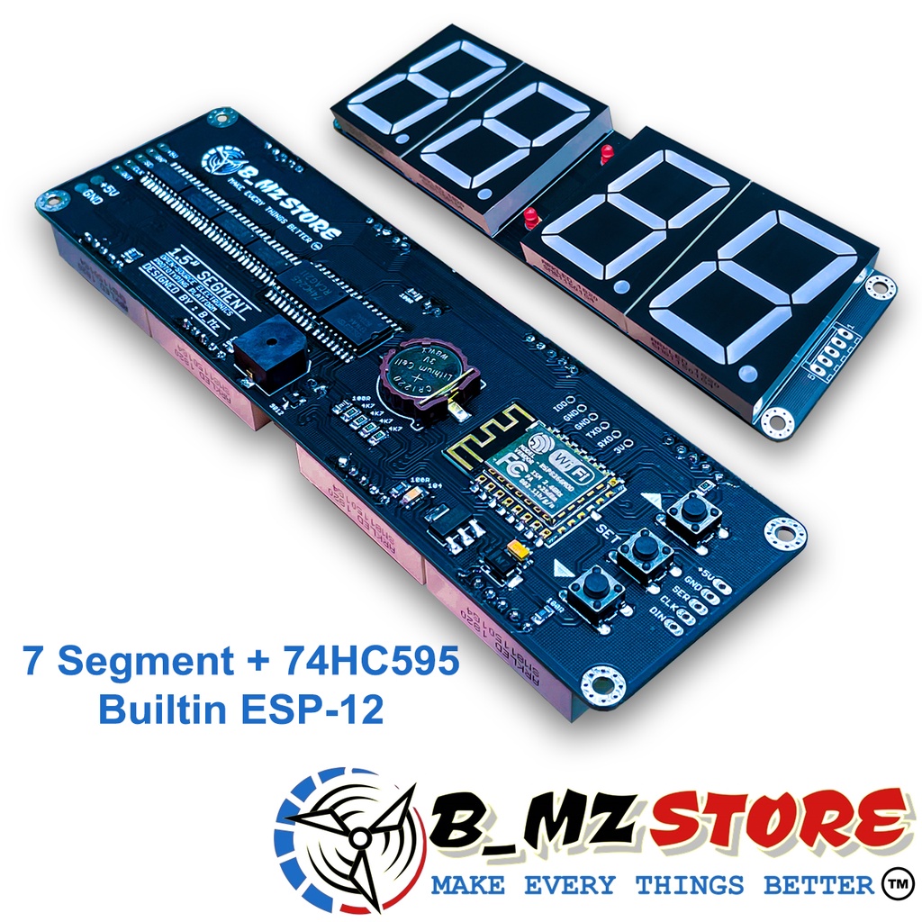 Jual Jam 7 Segment 1,5 Inch Driver 74HC595 Built-in ESP-12 + RTC DS3231-SN | Shopee Indonesia