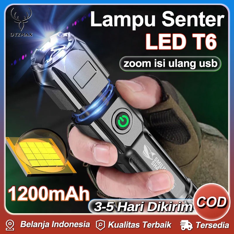 Jual Senter Led Super terang ABS kuat senter LED T6 USB senter isi ulang/Portabel 3W senter LED ...