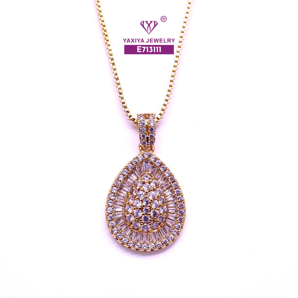 Jual Yaxiya Liontin Wanita Full Permata Motif Tetes Air Perhiasan Lapis ...