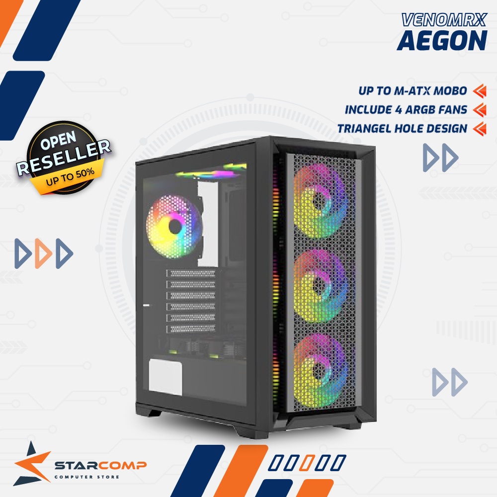 Jual VENOMRX AEGON INCLUDE 4 FAN ARGB VENOM RX ATX GAMING CASE | Shopee ...