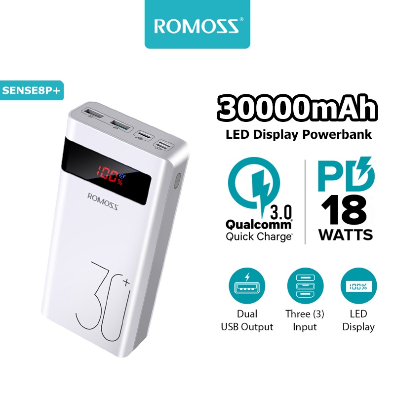 Jual Romoss Sense 8PF 22.5W 30000mAh Fast Charge Powerbank/LED Digital ...