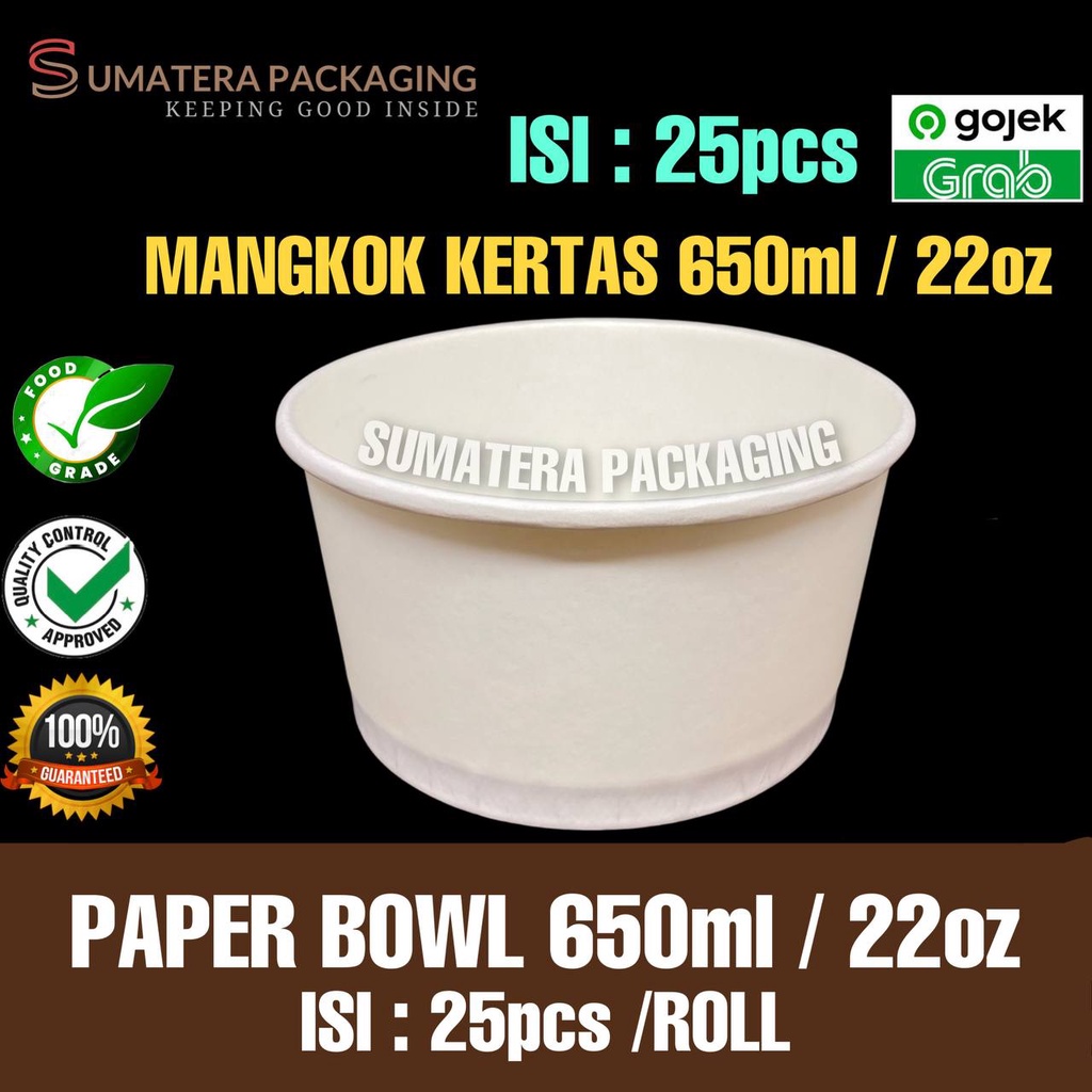 Jual Paper bowl tebal 650ml isi 25 pcs mangkuk kertas tahan panas 650 ml mangkok medan | Shopee ...