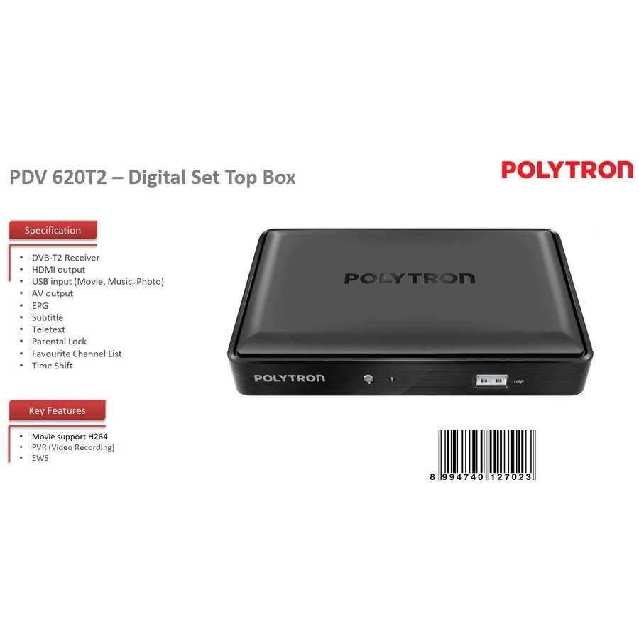 Jual Polytron STB PDV-620T2 Set Top Box TV Digital Receiver PVD 620 ...