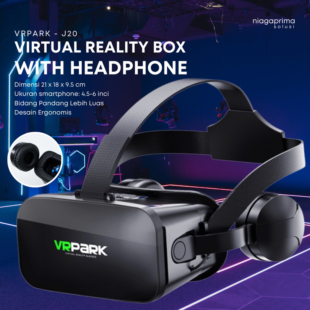 Jual VR Park Box Kacamata Virtual Reality 3D Glasses Dengan Headphone Untuk Smartphone 4.5 - 6 ...