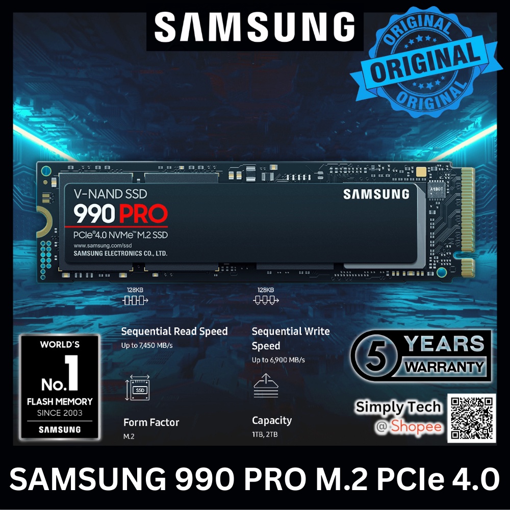 Jual SSD Samsung 990 Pro 1TB 2TB NVMe M.2 Gen 4.0 V-NAND PS5 Laptop & PC Gaming | Shopee Indonesia