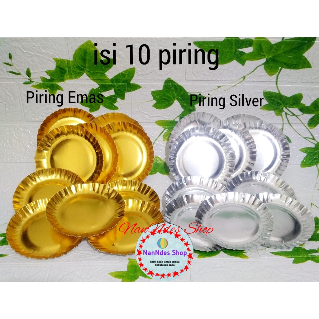 Jual 10 pcs Piring kue warna Emas Silver Piring kue kertas polos / Paper Plate Gold Silver Food ...