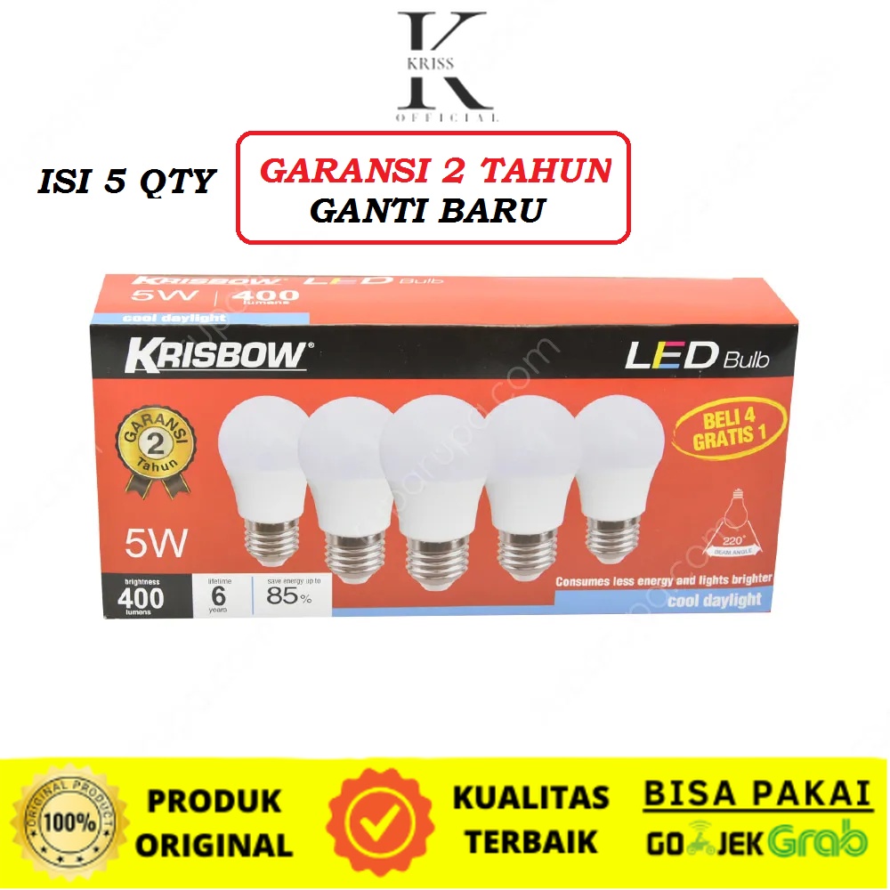 Jual Krisbow Set Bohlam Led 5w 5 Pcs - Cool Daylight atau Kuning | Shopee Indonesia
