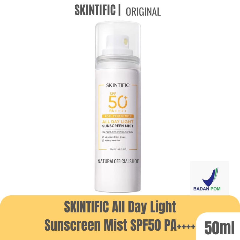 Jual SKINTIFIC All Day Light Sunscreen Mist SPF50 PA++++ Sunscreen Spray Anti UV Wajah/Body ...