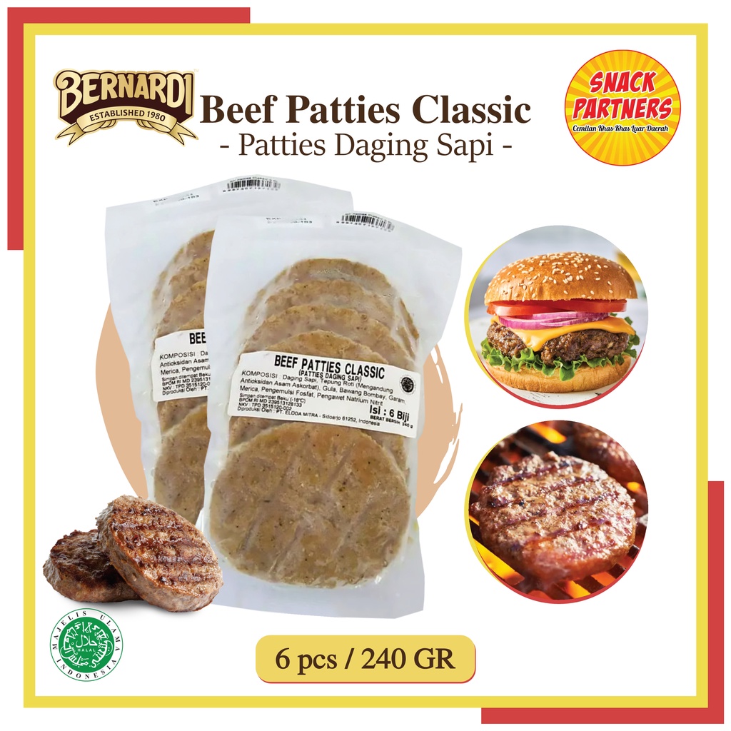 Jual BERNARDI Beef Patties CLASSIC 6 pcs / 240 gr - Burger Daging Sapi ...