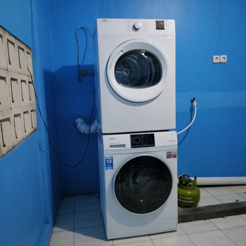 Jual Mesin Stack laundry merk Aqua dan Dryer Beko kapasitas 8,5 kg dan ...