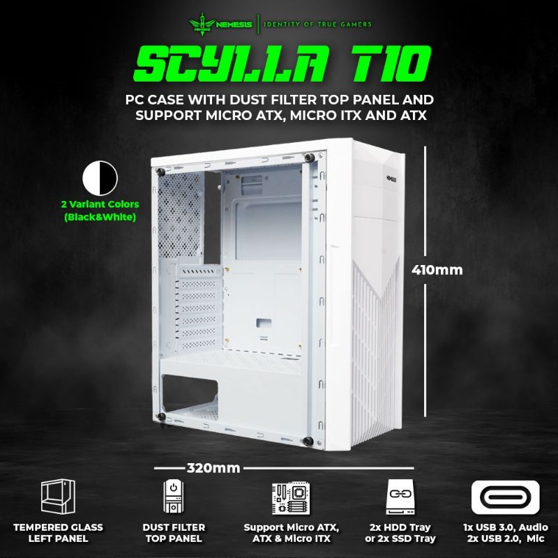 Jual PC CASE NYK T10 WHITE / CASING GAMING NYK T10 WHITE | Shopee Indonesia