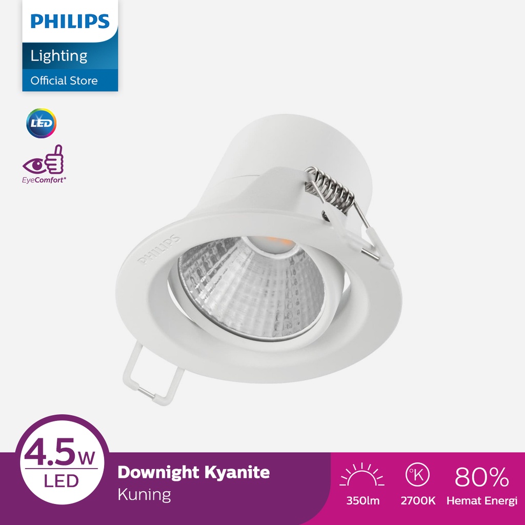 Jual Philips Downlight KYANITE 070 4.5W 27K WH Kuning Recessed LED ...