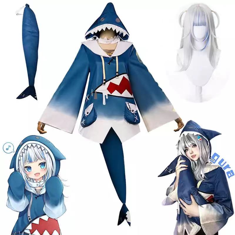 Jual Anime Costumes Hololive Gawr Gura Cosplay Costume ENG Shark ...
