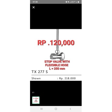 Jual TOTO TX277S -STOP KRAN +FLEKSIBLE | Shopee Indonesia