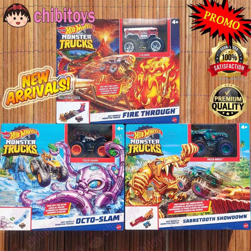 Jual HOTWHEELS MONSTER TRUCKS JAM SABRETOOTH SHOWDOWN FIRE THROUGH OCTO ...