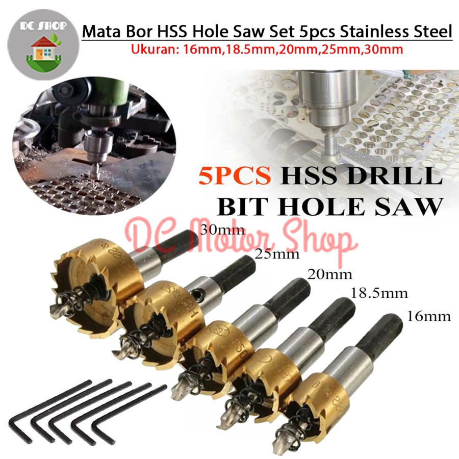 Jual Mata Bor Lubang Besi Titanium Set 5pcs/ Hole Saw Besi Set Titanium ...