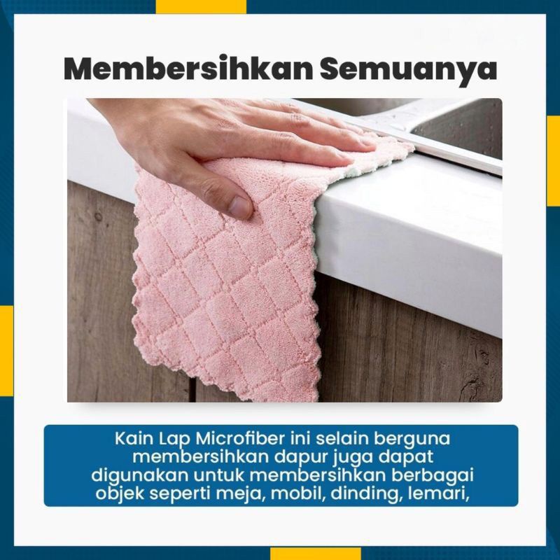 Jual Kain Lap piring anti minyak Microfiber Bersih Dapur Piring Meja ...